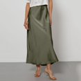2026 Satin High Waisted Maxi Skirt Silk A-Line Spring Summer Casual ...