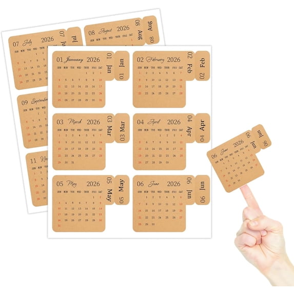 2026 Schedule Calendar Stickers Kraft Monthly Planner Adhesive Index ...
