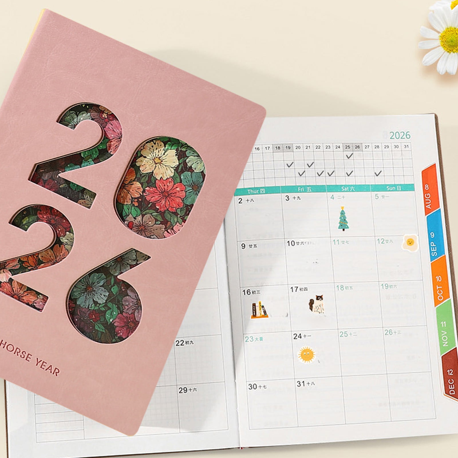 2026 Schedule Planner with Date Notes, A5 Size, English and Chinese ...