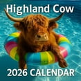 2026 Scottish Highland Cow Wall Calendar with Monthly Art, 12-Month ...