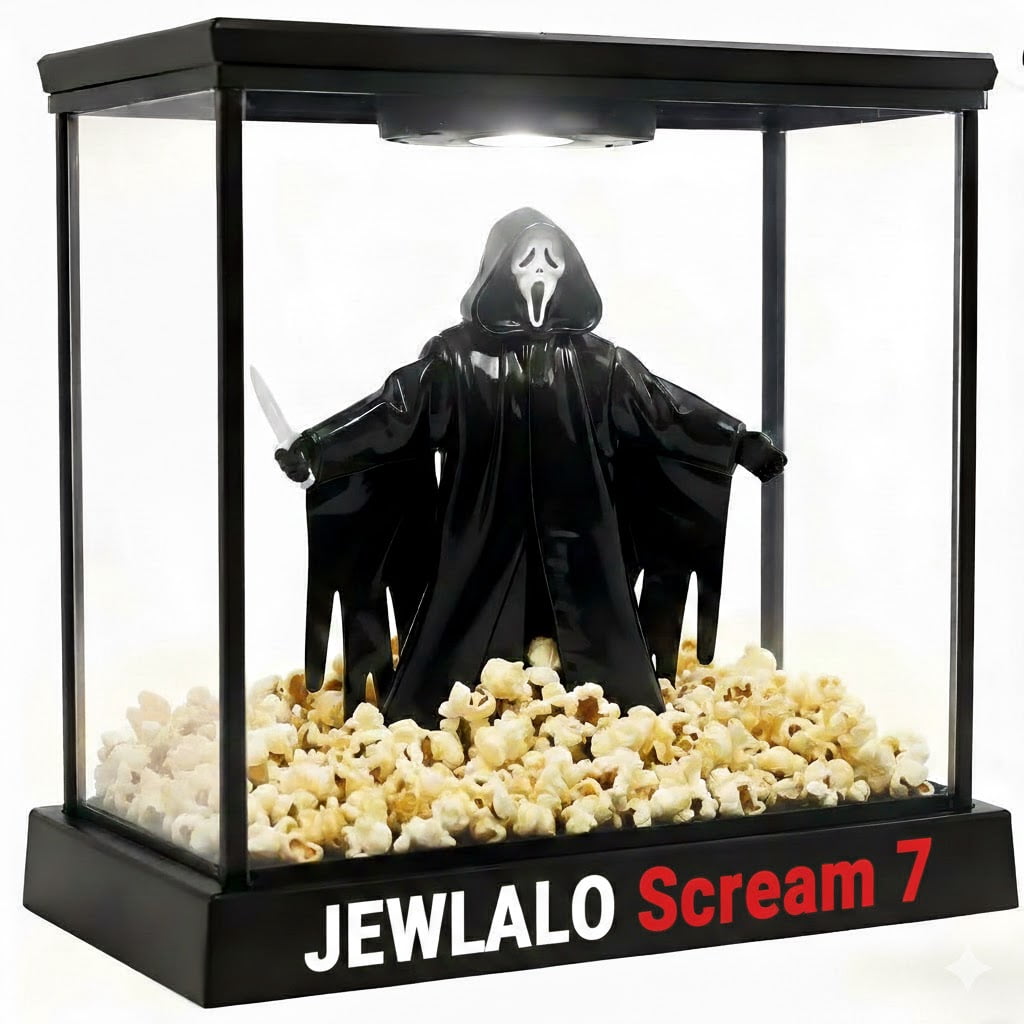 2026 Scream 7 Ghostface Popcorn Bucket with LED Light, 3D Horror Mask ...