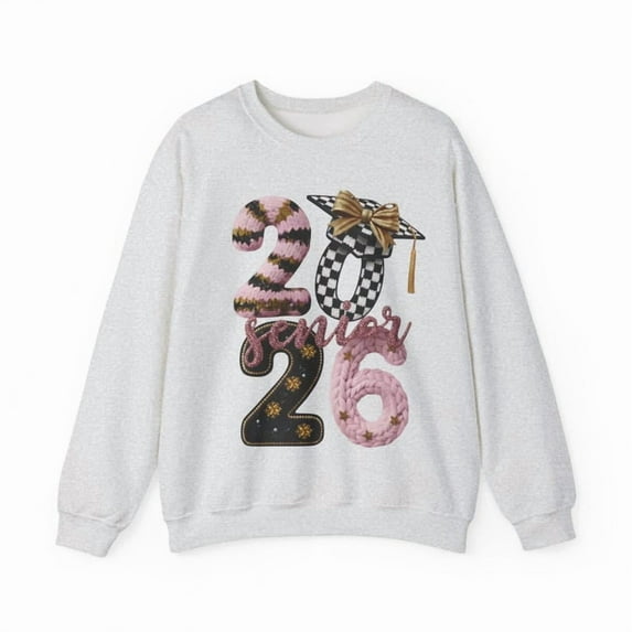 2026 Senior Numbers Knit Style Graphic Crewneck Sweatshirt Class of ...
