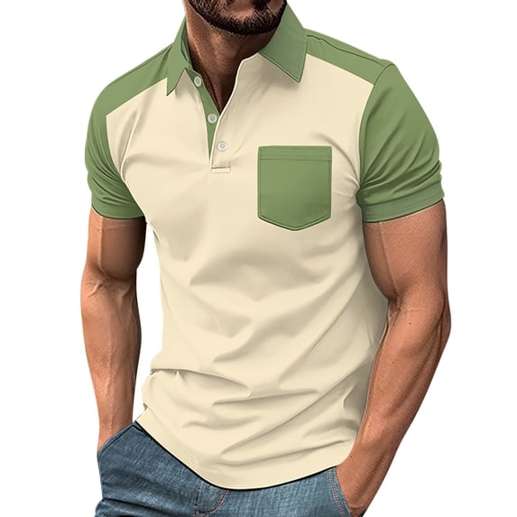 2026 Shirts for Men Short Sleeve Casual T Shirt Fashion Color Block ...
