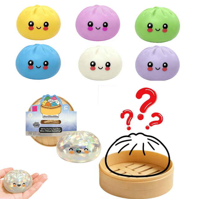2026 Silver Ribbon Glitter Dumpling Squishy Blind Box, Find The Super ...