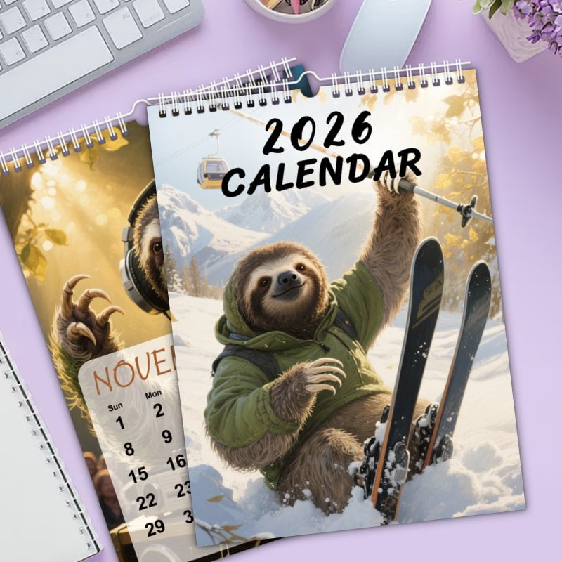 2026 Sloth Calendar, 2026 Wall Calendar, Calendar 2026 Cute Flash ...