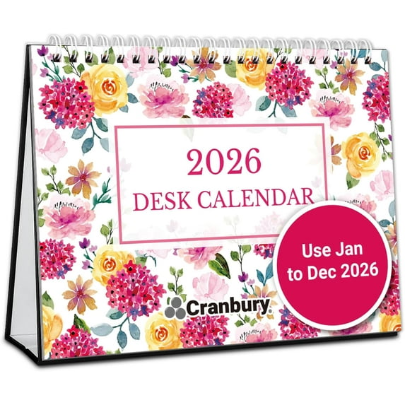 2026 Small Desk Calendar 8x6, Floral Theme, Standing Flip Desktop ...
