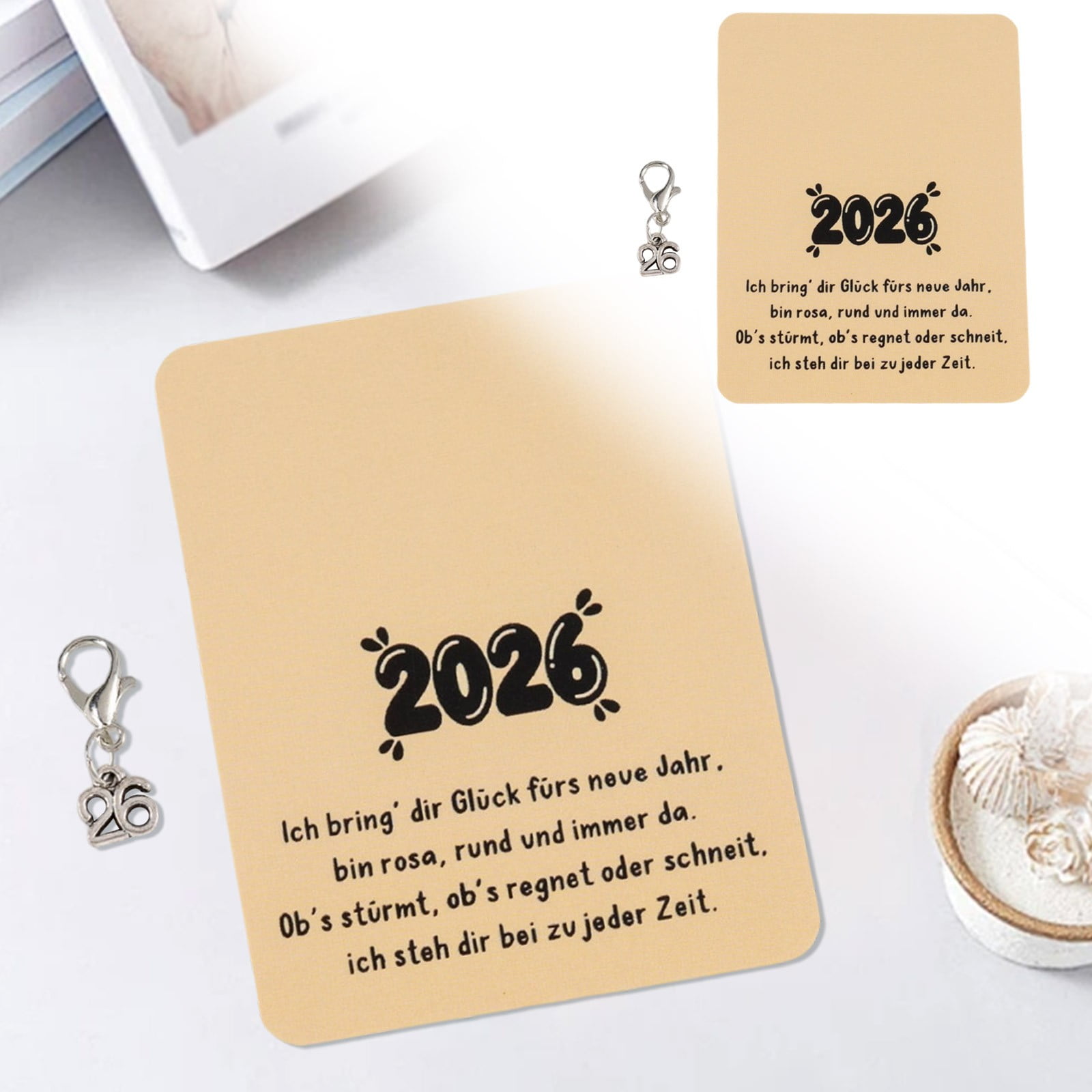 2026 Small Lucky Charm Pendant, Silver New Year Good Luck Carded Gift ...