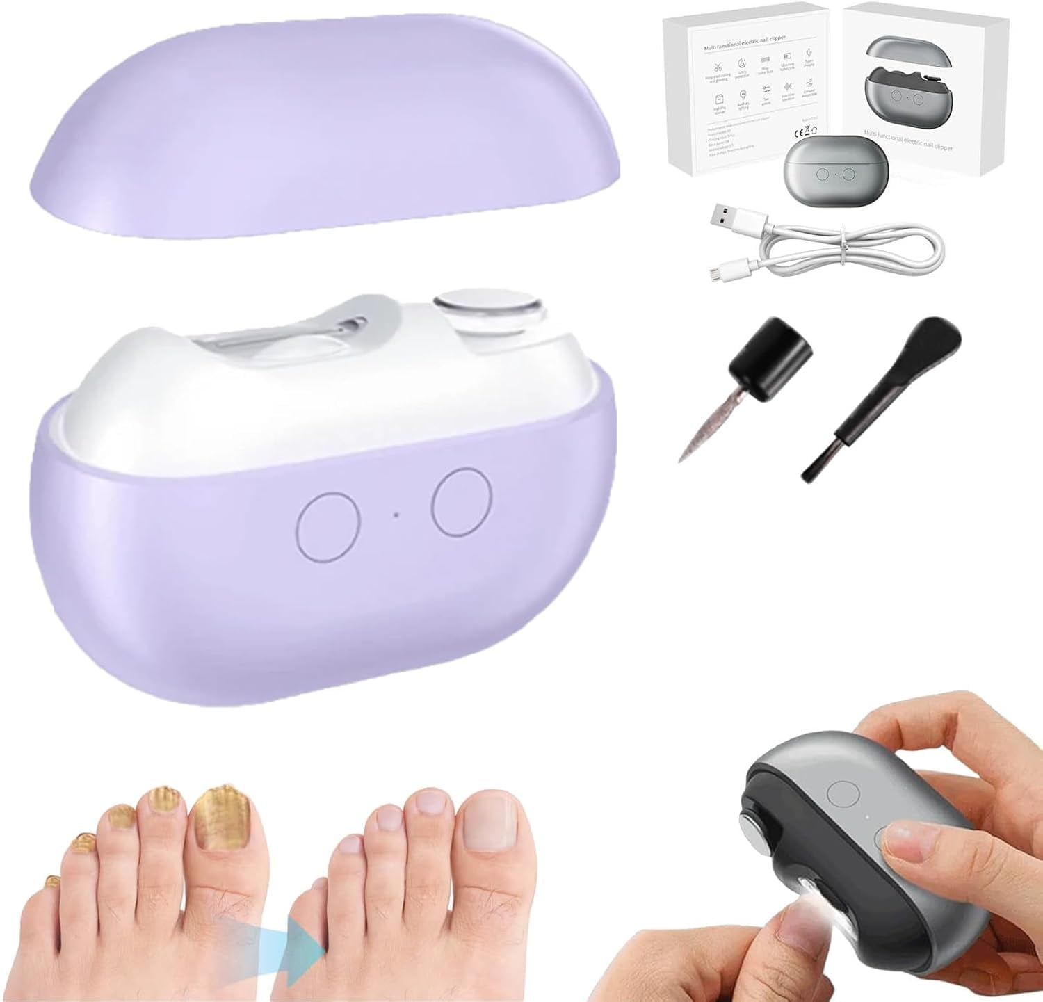2026 Smart Nail Clipper for Seniors, Electric Nails Care Tool with LED ...