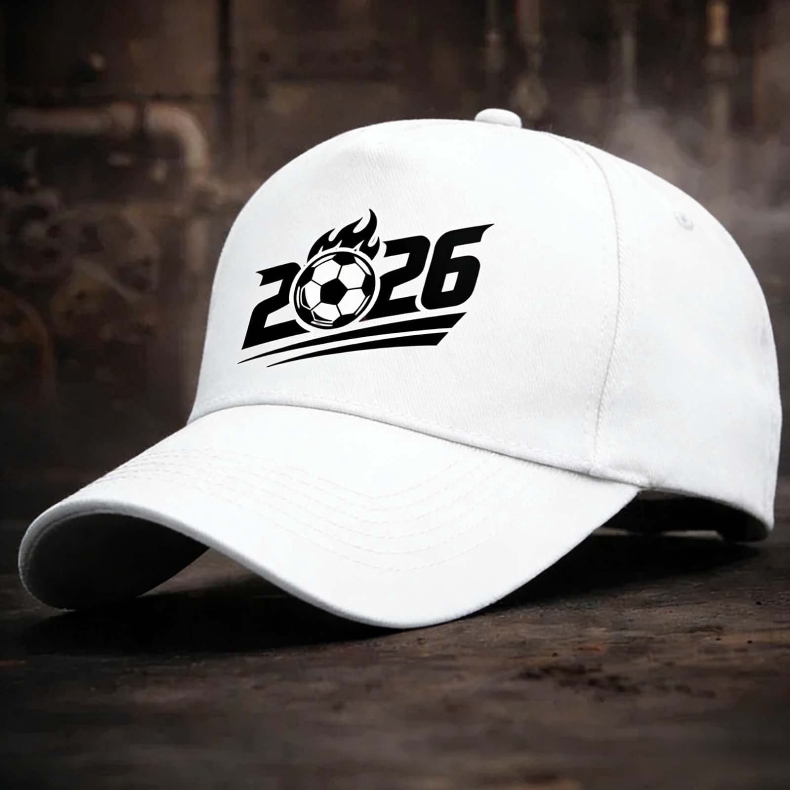 2026 Soccer Cap With Flaming Ball Graphic - Adjustable Twill Hat For ...