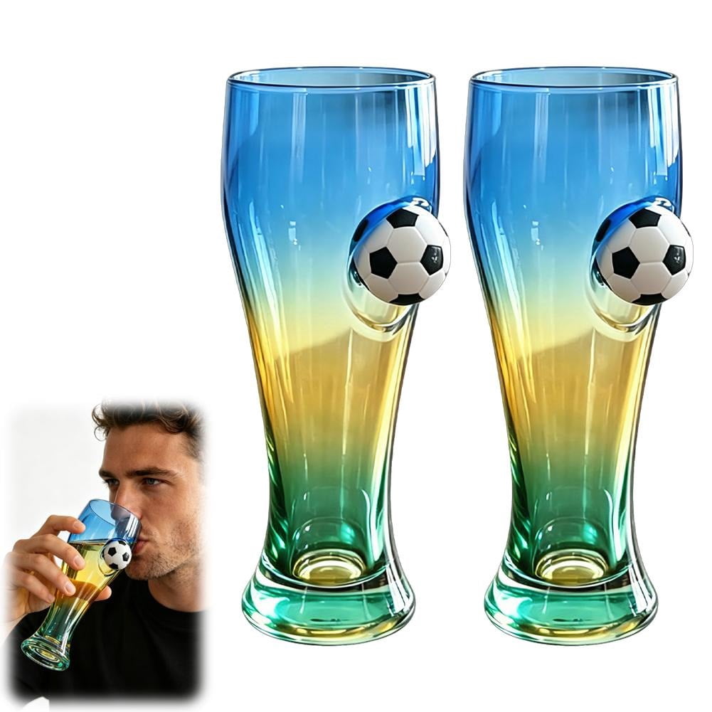2026 Soccer Cup Glass Tumbler Set 2PCS 14.2oz Unique 3D Soccer Ball ...