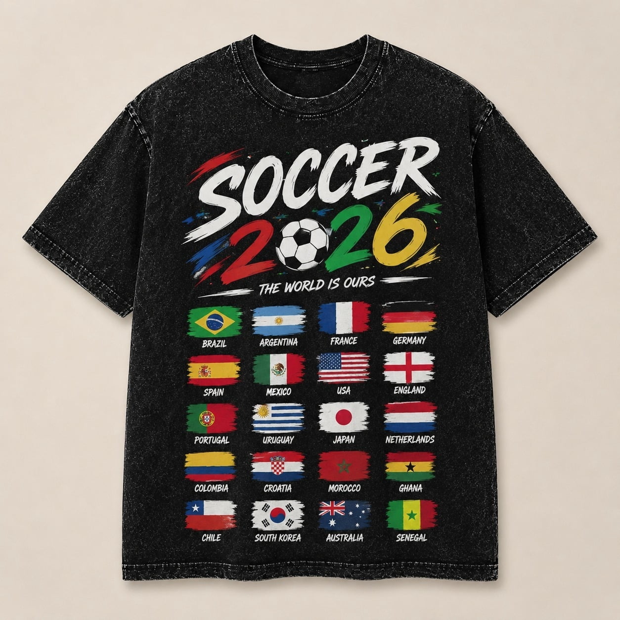 2026 Soccer Fan Graphic T-Shirt | Unisex Classic Fit Heavyweight Cotton ...
