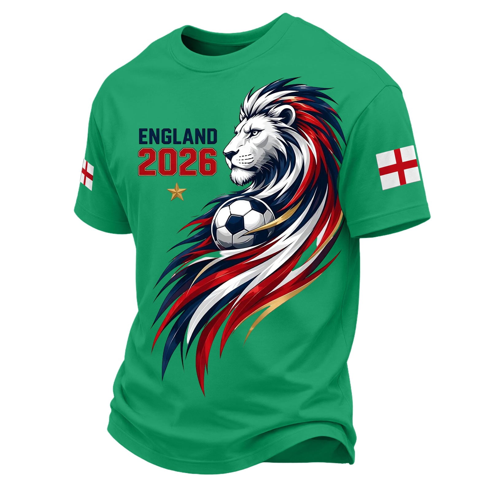 2026 Soccer Game Day England Lion Graphic Jersey, Men’s Crew Neck Short ...