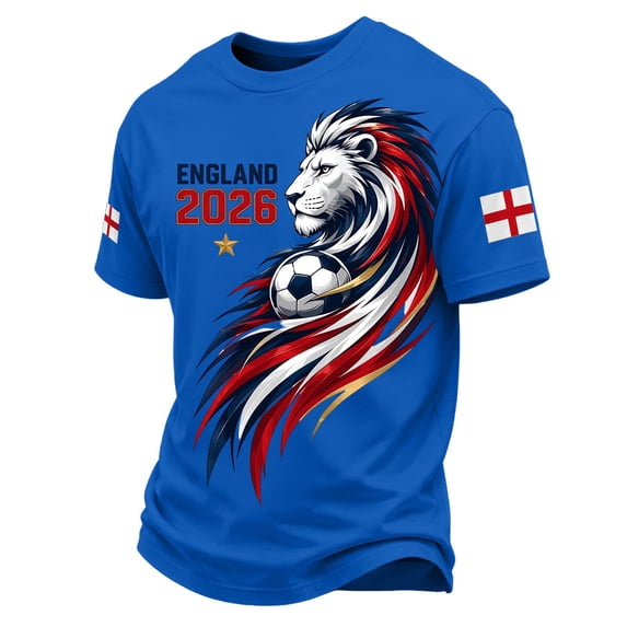 2026 Soccer Game Day England Lion Graphic Jersey, Men’s Crew Neck Short ...