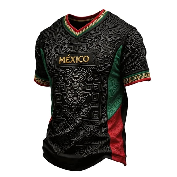 2026 Soccer Mexico Jersey for Men V-Neck Retro Inspired Graphic Soccer ...