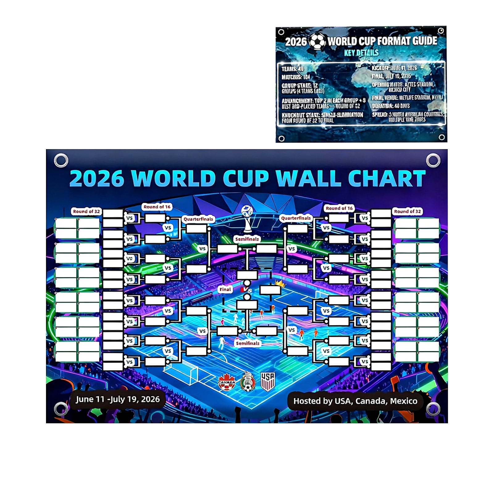 2026 Soccer Tournament Double Sided Fabric Schedule Poster With Eyelets ...
