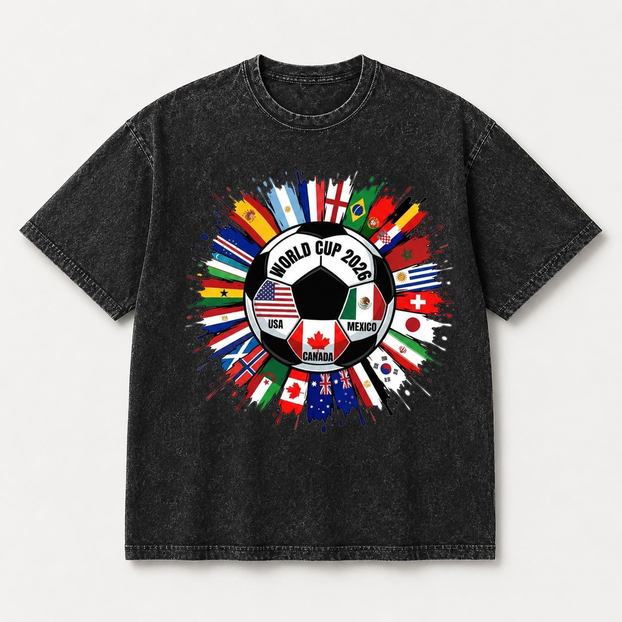 2026 Soccer Tournament Mineral Wash T-Shirt, USA Canada Mexico Fan ...