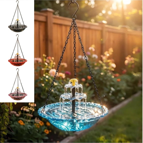 2026 Solar Cascade Hanging Bird Bath Fountain - 3 Layers Outdoor Water ...