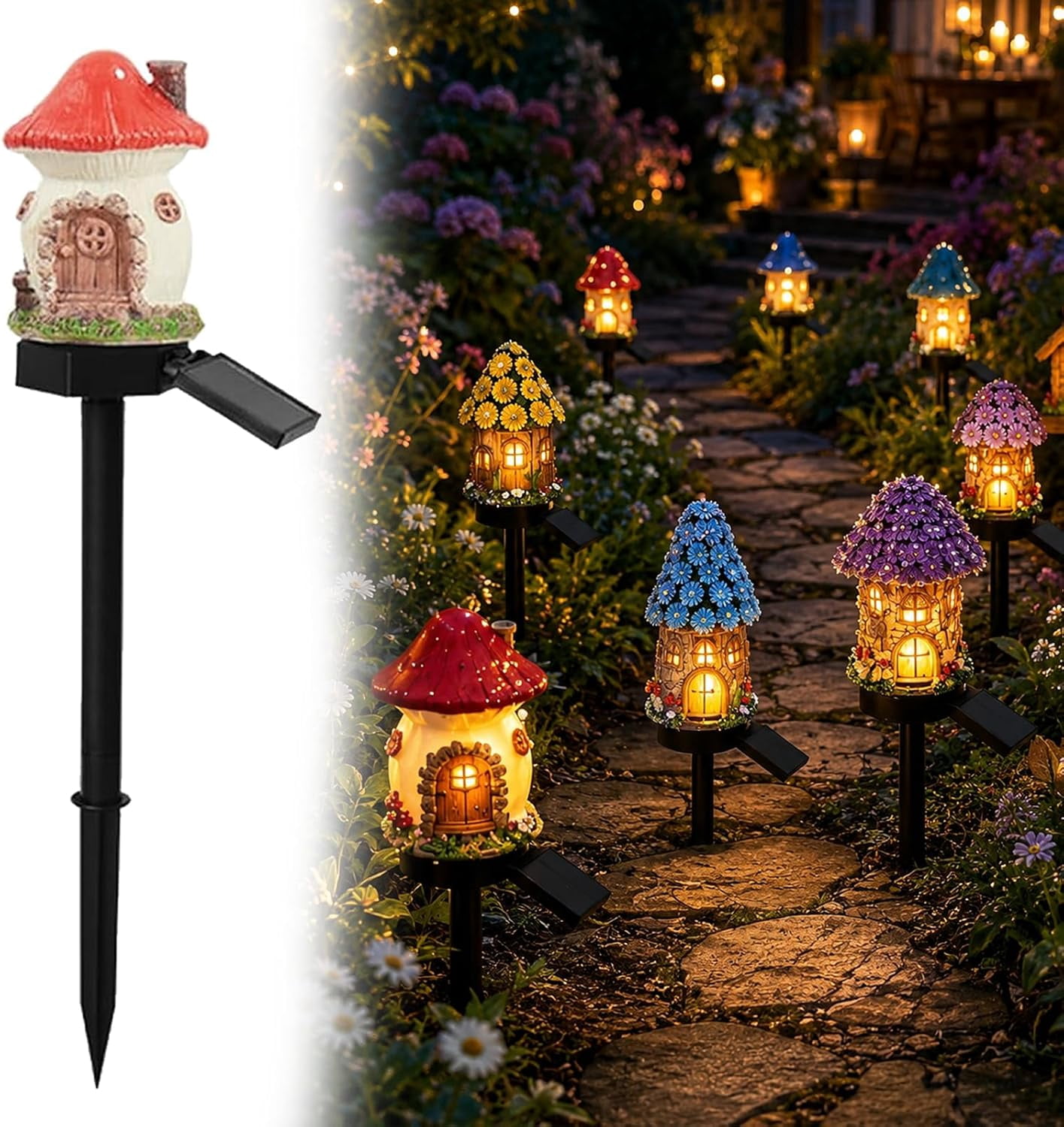 2026 Solar Fairy-Tale Mushroom Cottage Garden Light, Waterproof LED ...
