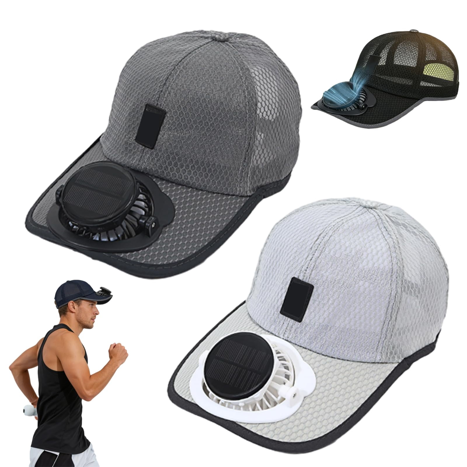 2026 Solar Rechargeable Peaked Cap, 3-Speed Usb & Solar Fan Hat ...