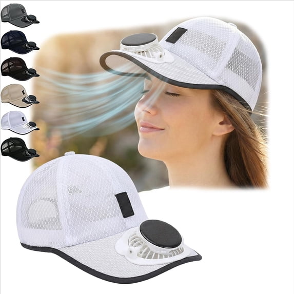 2026 Solar Rechargeable Peaked Cap with 3-Speed Quiet Fan, USB Powered ...