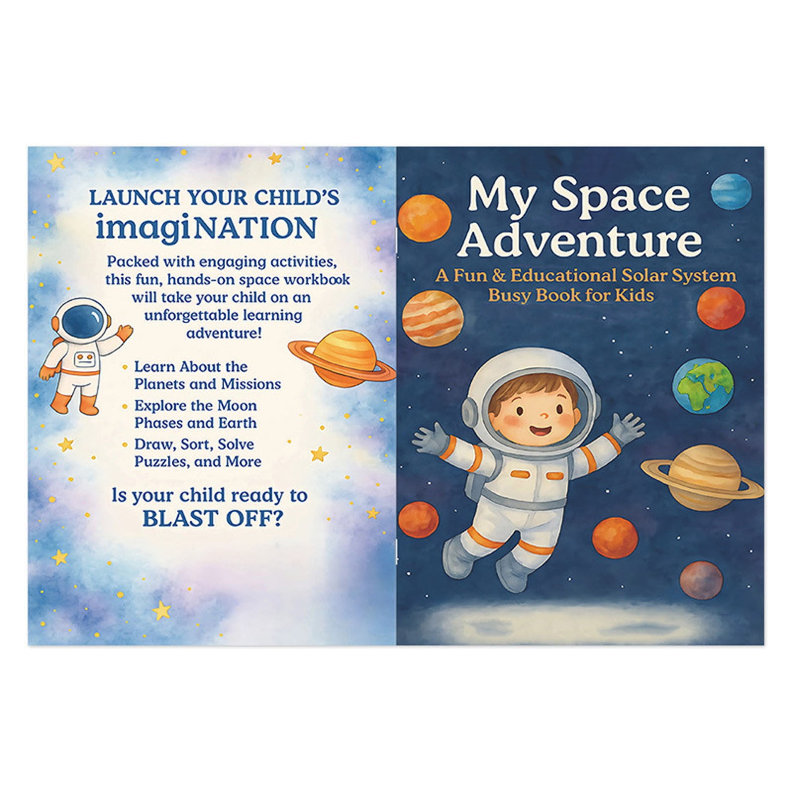 2026 Space Themed Wall Calendar Monthly Planner With Illustrations For ...