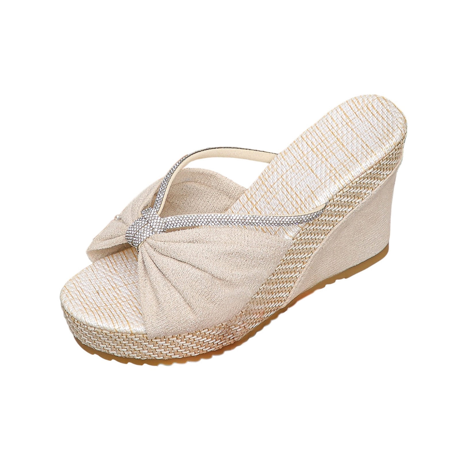 2026 Sparkly Rhinestone Wedge Sandal for Women Peep Toe Ladies Summer ...