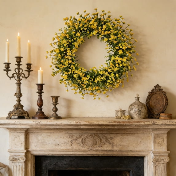 2026 Spring Artificial Camellia Wreath - 45cm Plastic Flower Wreath for ...