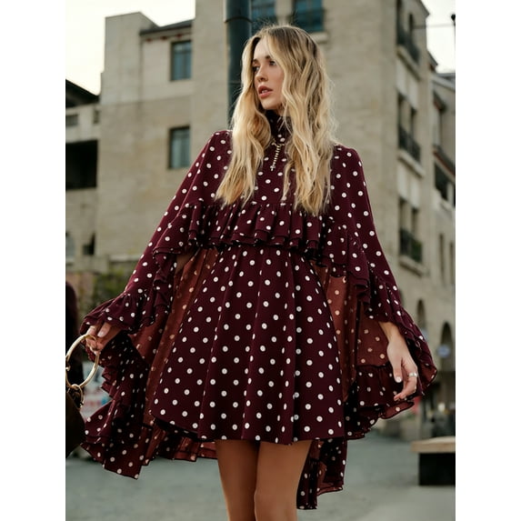 2026 Spring/Summer New European and American Women's Beige Ruffled Cape ...