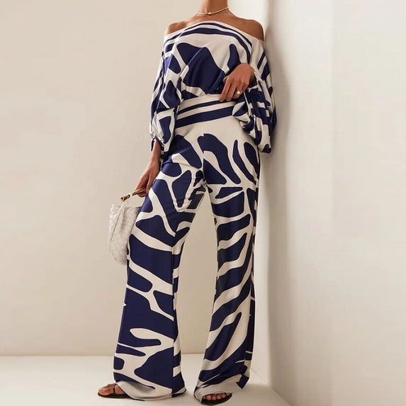 2026 Spring/Summer New Women's Colorful Wave Stripe Satin 2-Piece Set ...