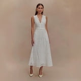 2026 Spring/Summer New Women's Light Blue Eyelet Embroidery Scalloped V ...