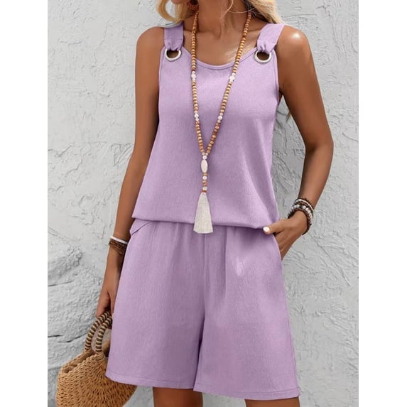 2026 Spring/Summer New Women's Textured Sleeveless O-Ring Strap Tank ...