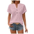 2026 Spring/Summer Women's Fashion Casual Solid Color Button V Neck T ...