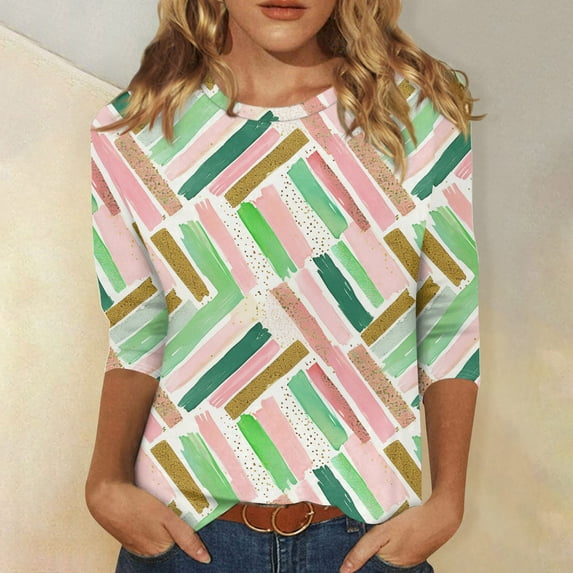 2026 St Patty's Day Shirt Women 3/4 Sleeve Cozy Irish Shamrock Graphic ...