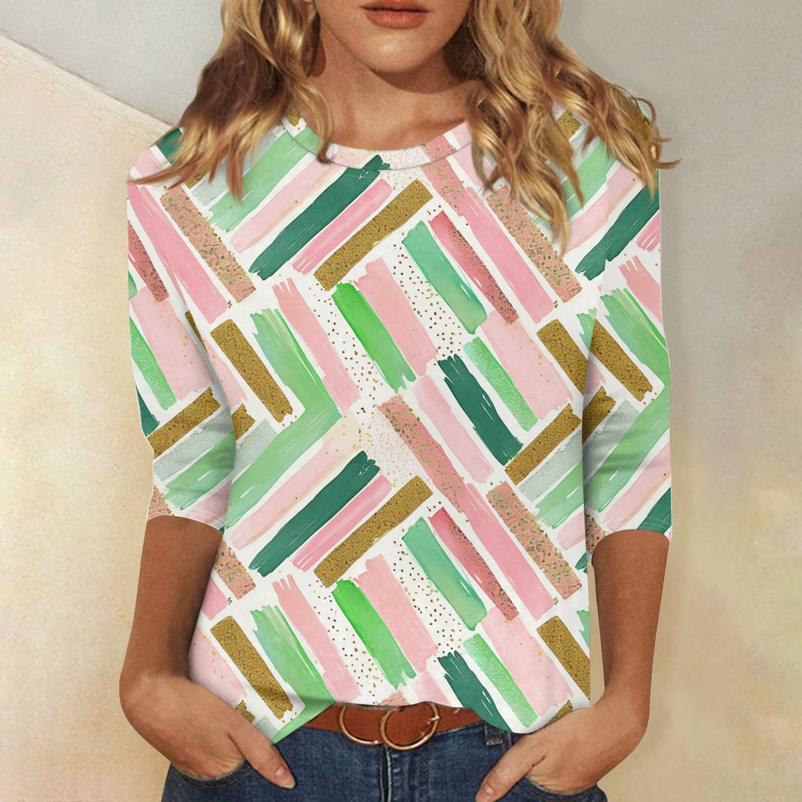 2026 St Patty's Day Shirt Women 3/4 Sleeve Cozy Irish Shamrock Graphic ...