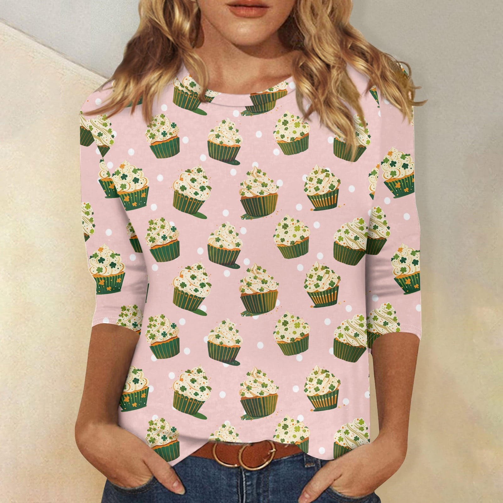 2026 St Patty's Day Shirt Women 3/4 Sleeve Cozy Irish Shamrock Graphic ...