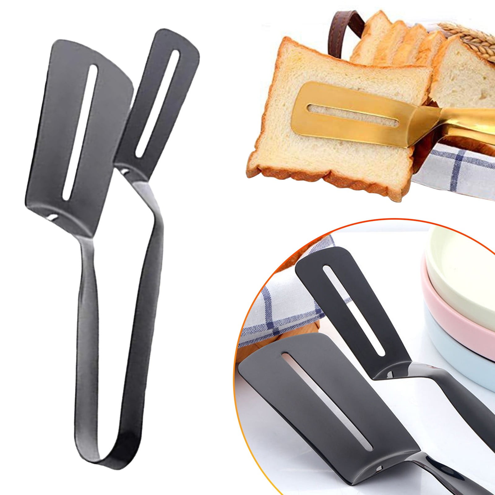 2026 Stainless Grill Spatula Anti-Scald Extended Handle Slotted Double ...