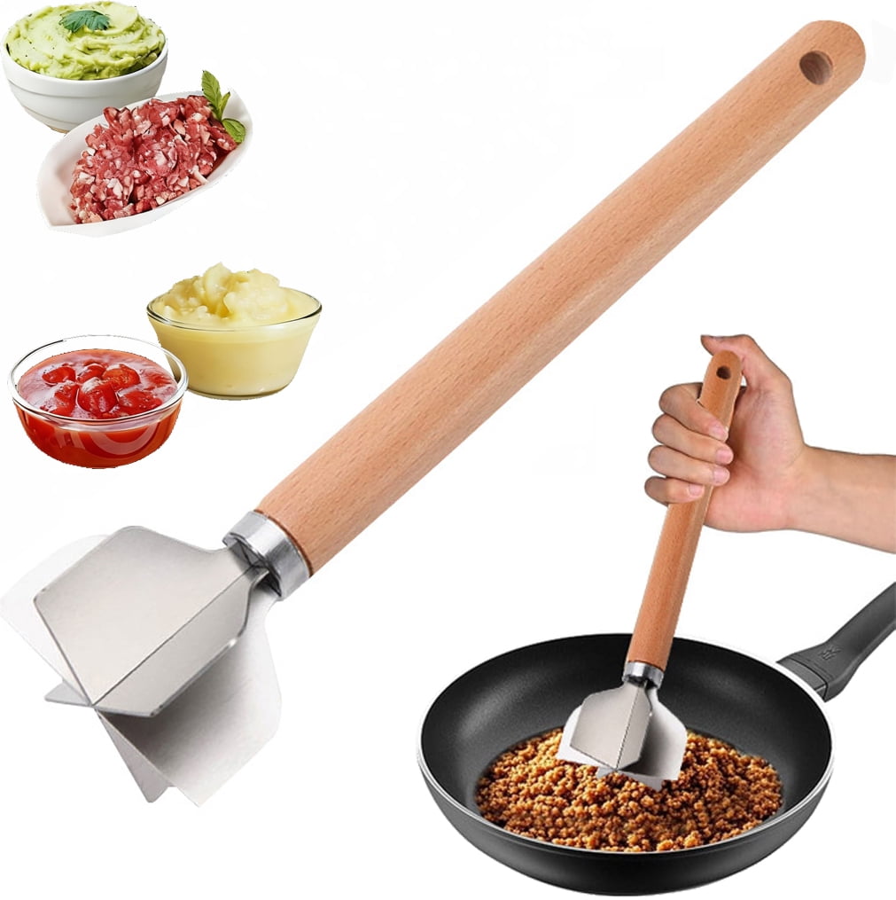 2026 Stainless Steel Meat Chopper, Natural Wooden Handle, Upgraded Six ...