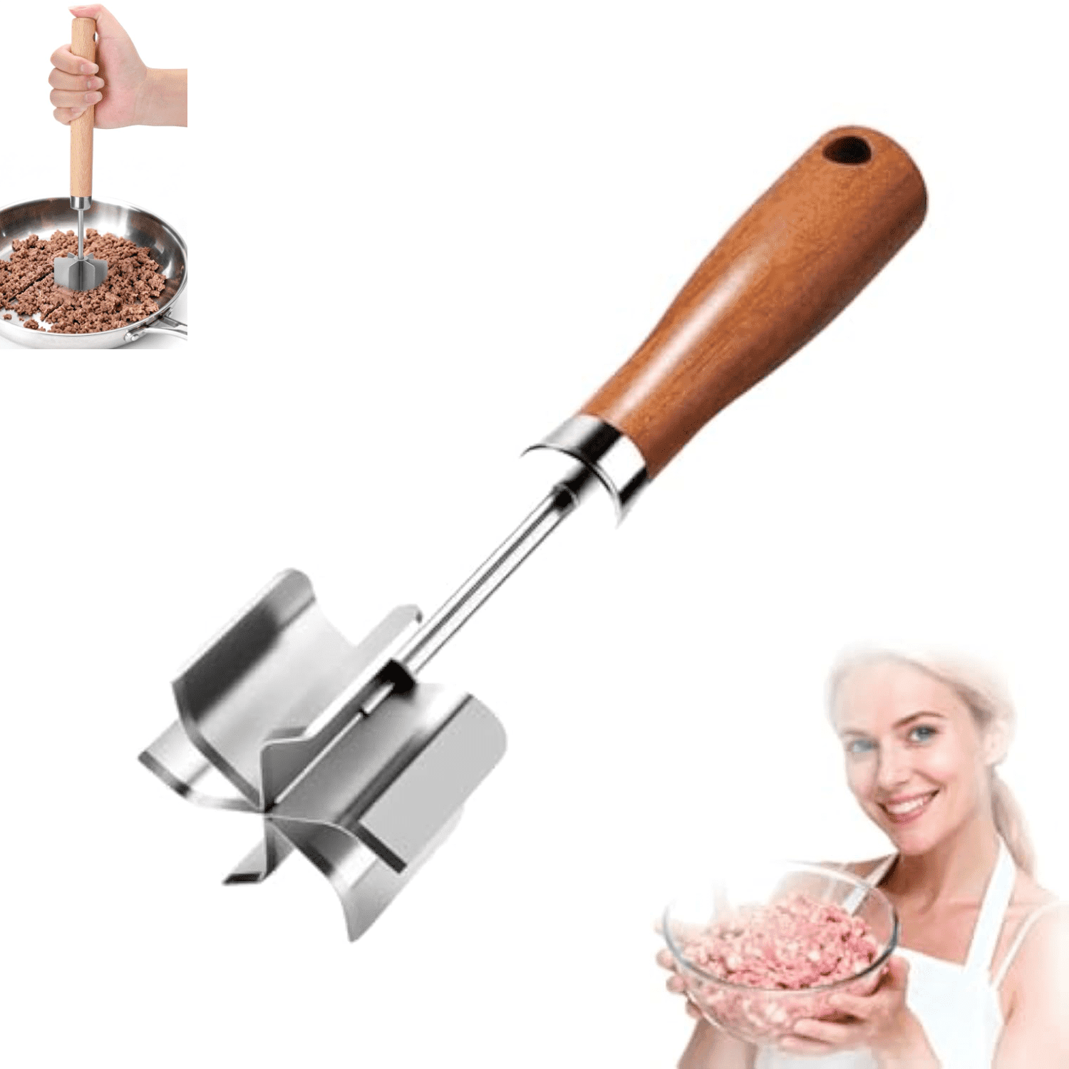 2026 Stainless Steel Meat Chopper, Six-Blade Ground Beef Chopper Tool ...