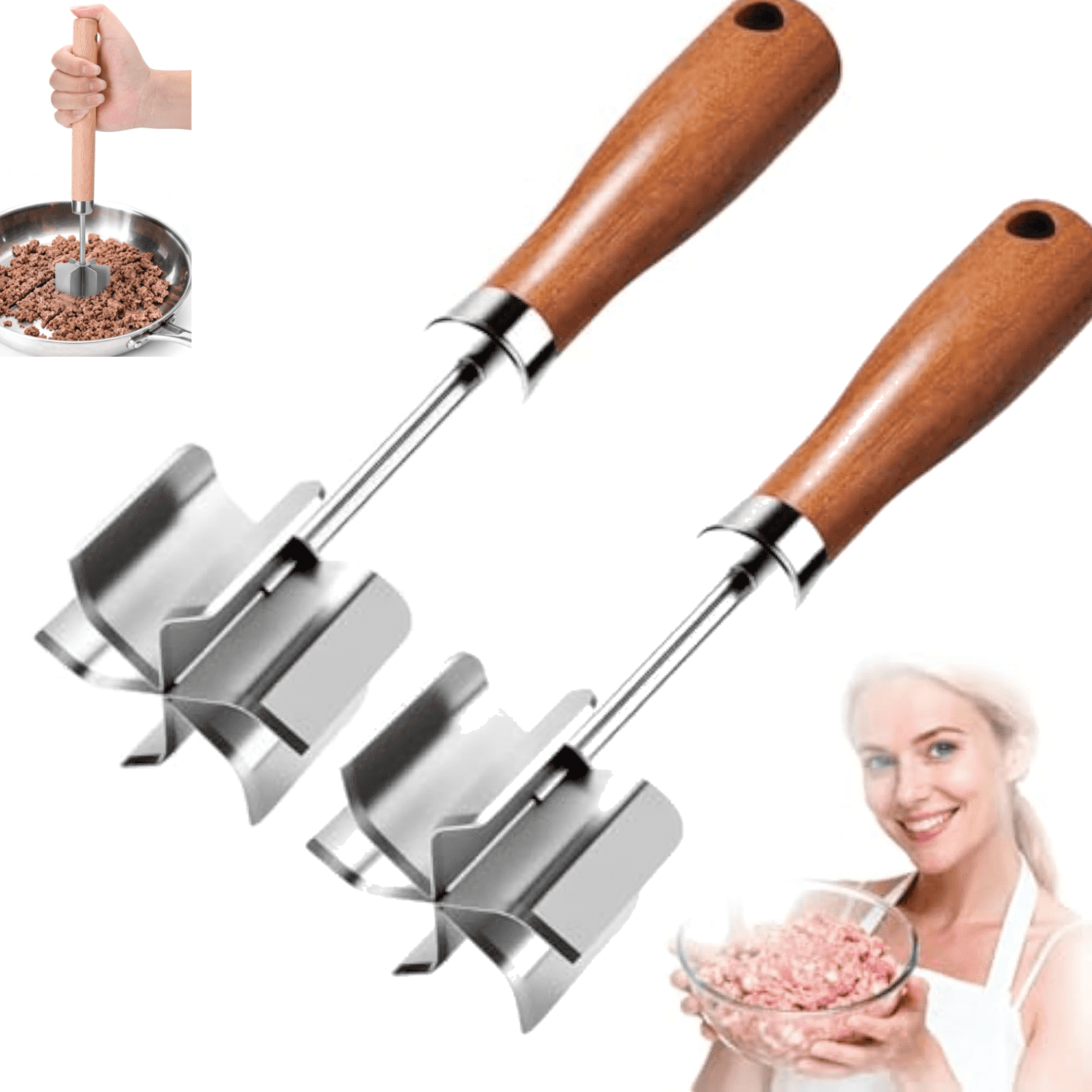 2026 Stainless Steel Meat Chopper, Six-Blade Ground Beef Chopper Tool ...