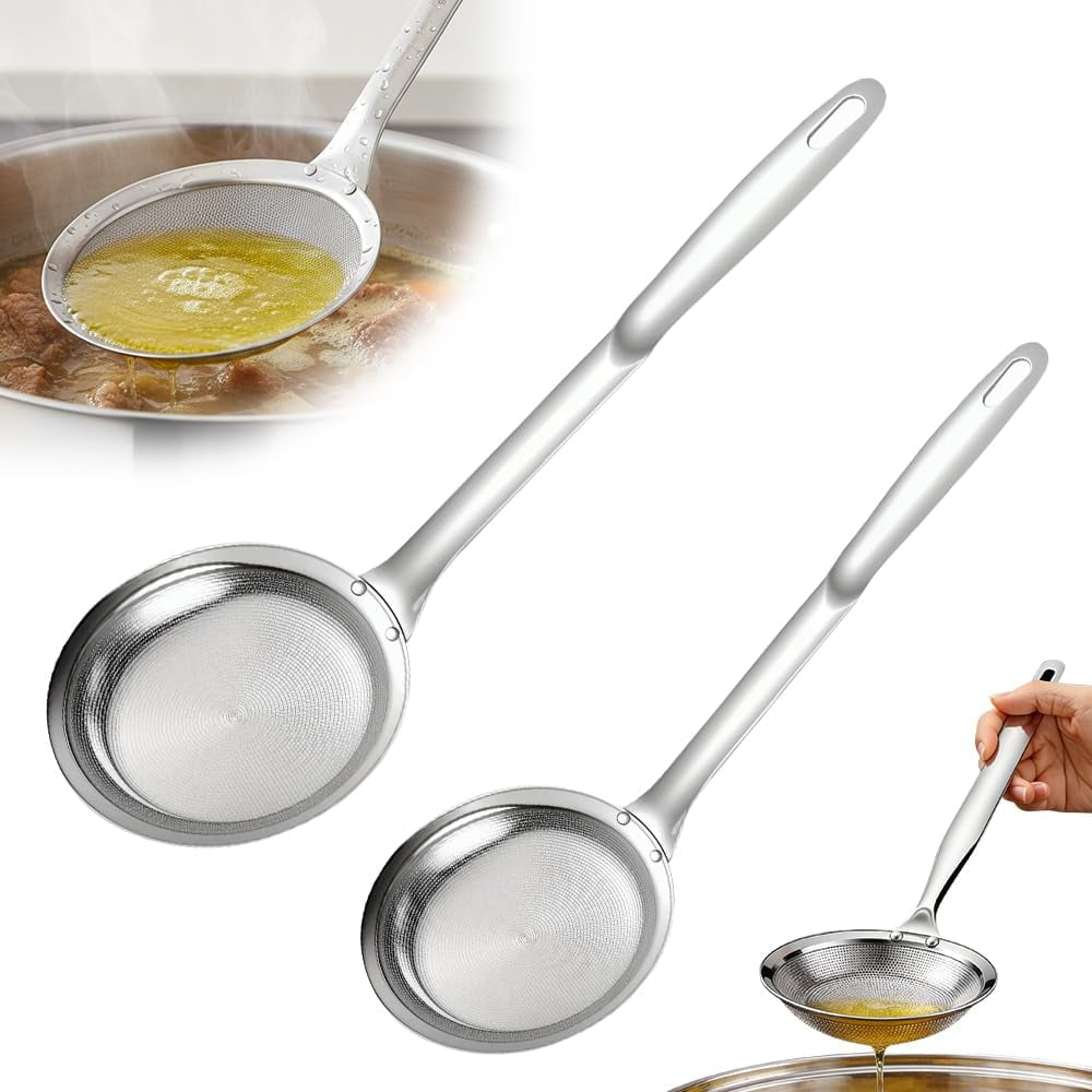 2026 Stainless Steel Oil Strainer – Fine Mesh Skimmer Spoon with Handle ...