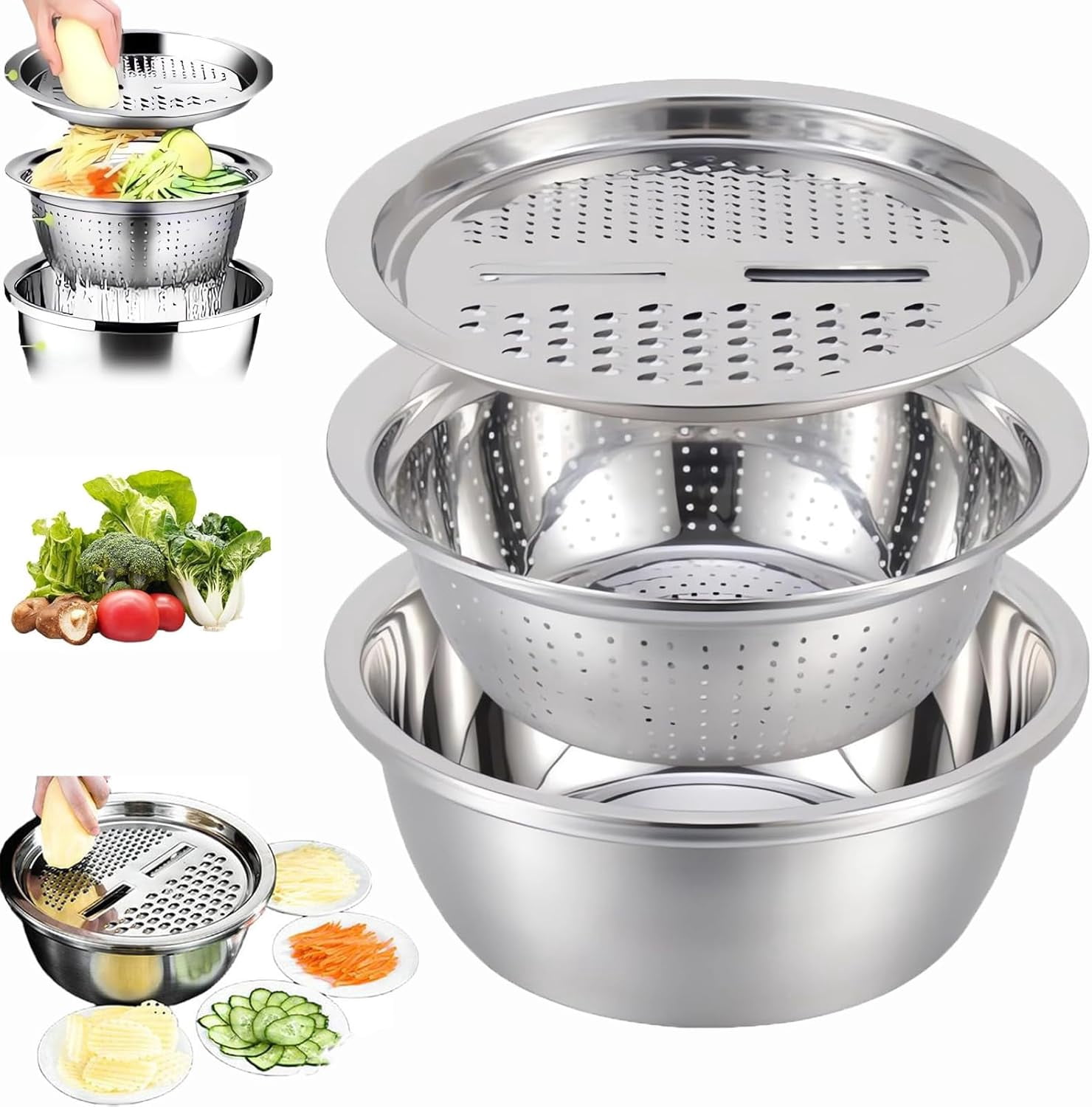 2026 Stainless Steel Shredding and Drainage, Multifunctional Stainless ...