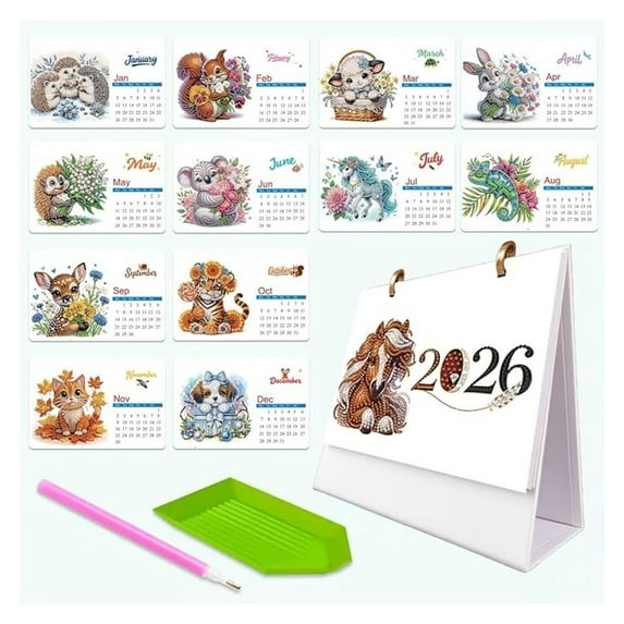 2026 Standing Desk Calendar DIY Art Painting Monthly Desktop Calendar ...