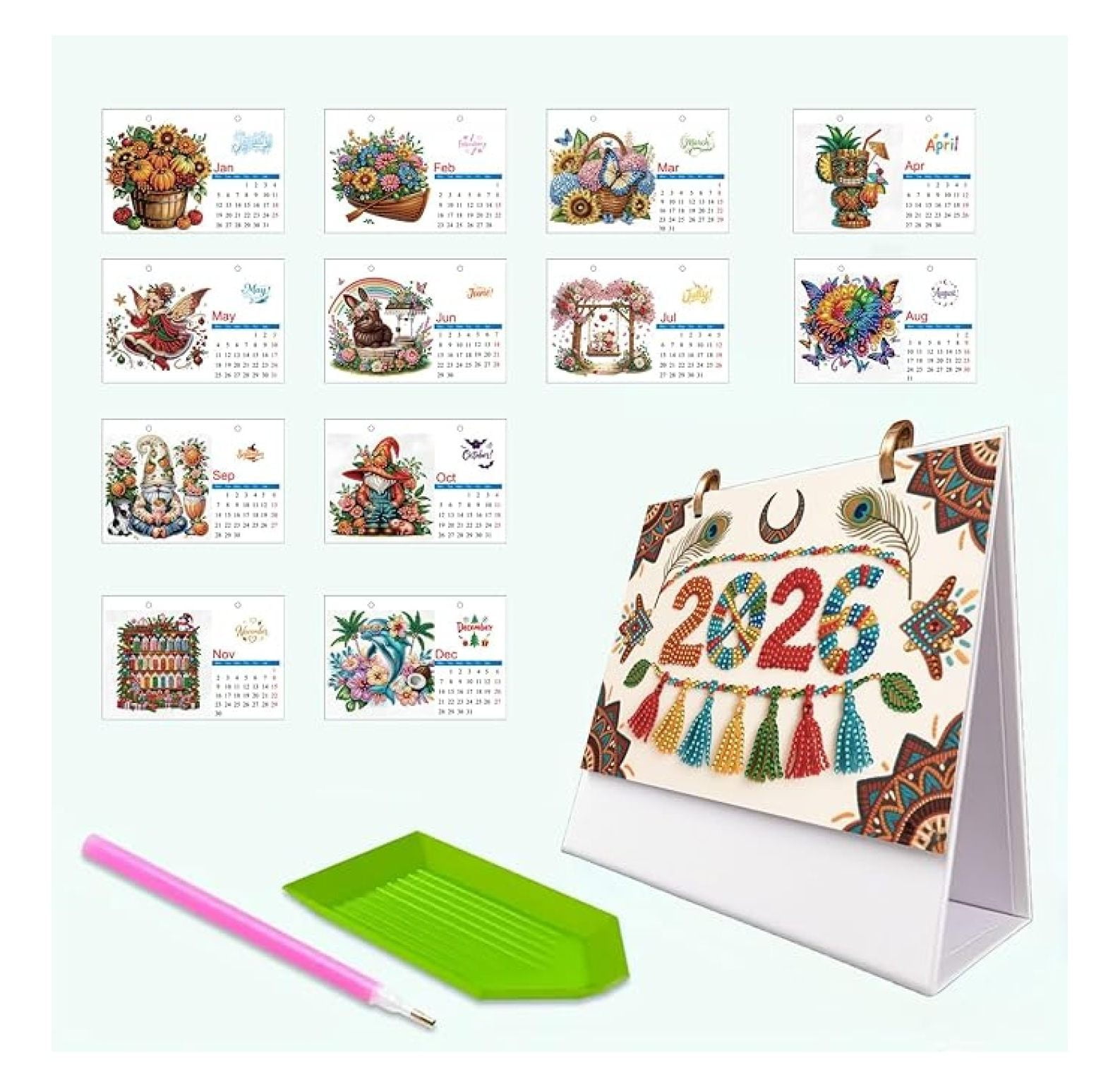 2026 Standing Desk Calendar DIY Art Painting Monthly Desktop Calendar ...