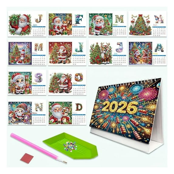 2026 Standing Desk Calendar DIY Art Painting Monthly Desktop Calendar ...