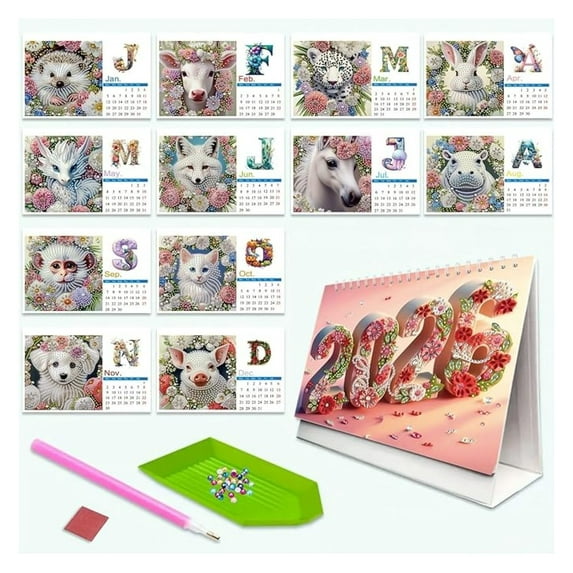 2026 Standing Desk Calendar DIY Art Painting Monthly Desktop Calendar ...