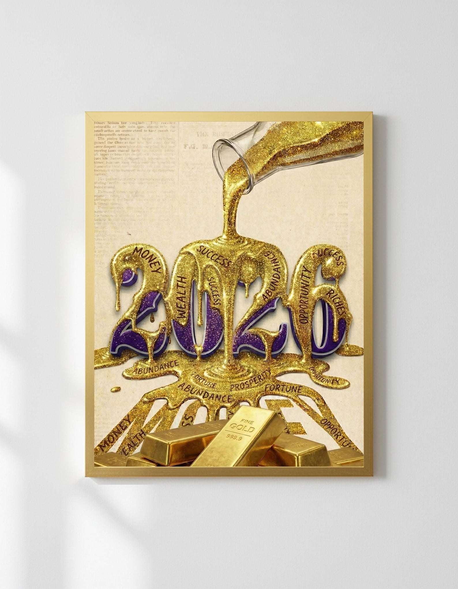 2026 Success Concept Art Poster, Golden Prosperity Illustration Wall ...