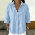 2026 Summer Gauze Shirts Button Down V Neck 3/4 Sleeve Blouses Dressy ...
