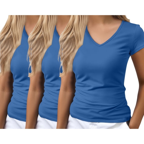 2026 Summer Gym Workout Cute Top Womens Basic V Neck Solid Color Short ...