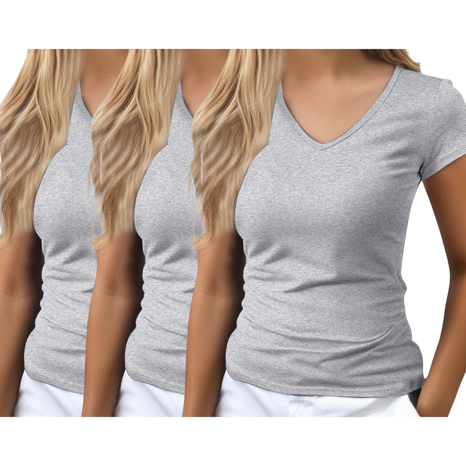 2026 Summer Gym Workout Cute Top Womens Basic V Neck Solid Color Short ...