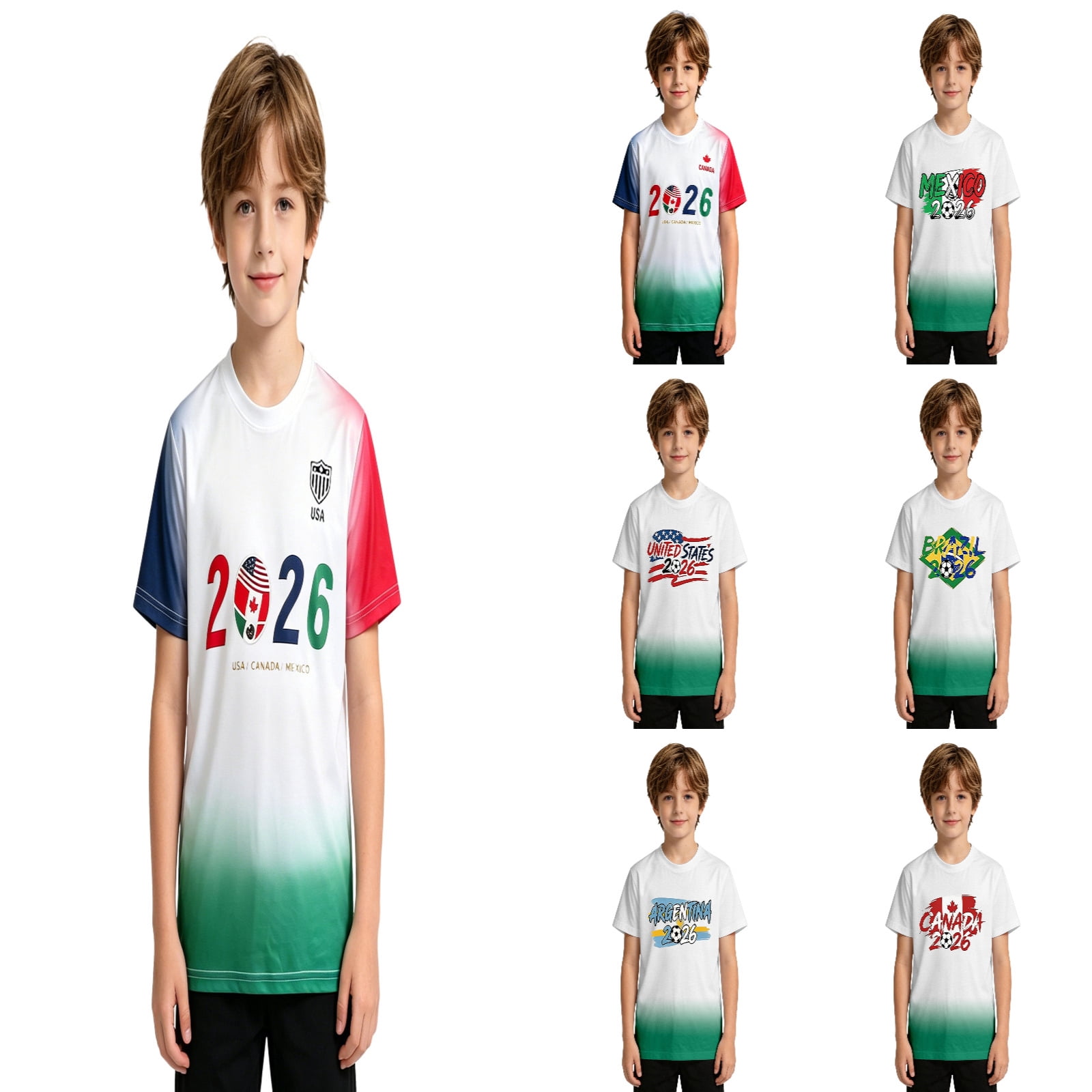 2026 Summer Loose Fit Short Sleeve Top For Kids, Gradient Ombre ...